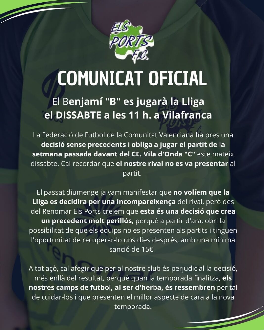 Indignació al Renomar Els Ports per haver de repetir un partit guanyat ...